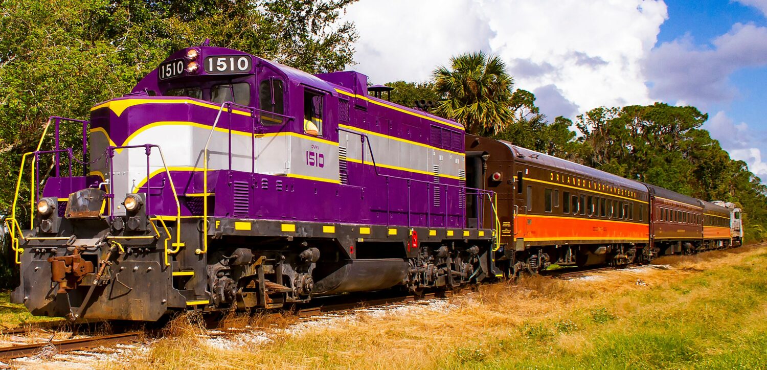 The The Golden Triangle Train from Royal Palm Railways Experience passing through scenic routes