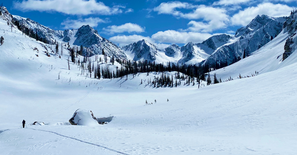 The breathtaking Sawtooth Mountains in winter.