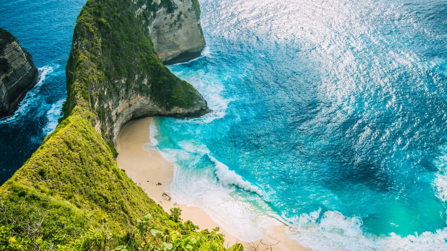 An overlooking view of an island in Bali.