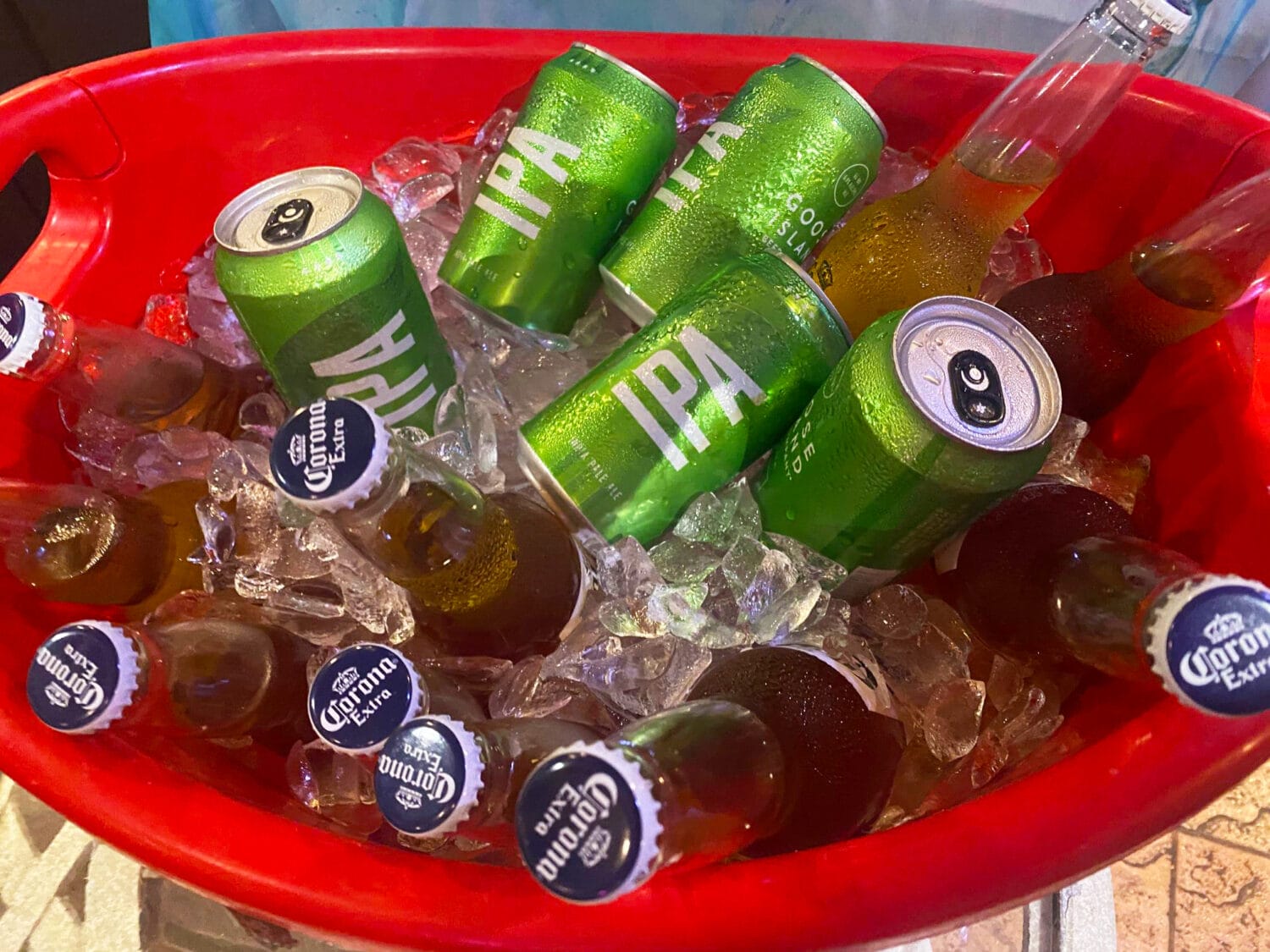 A bucket of cold drinks.