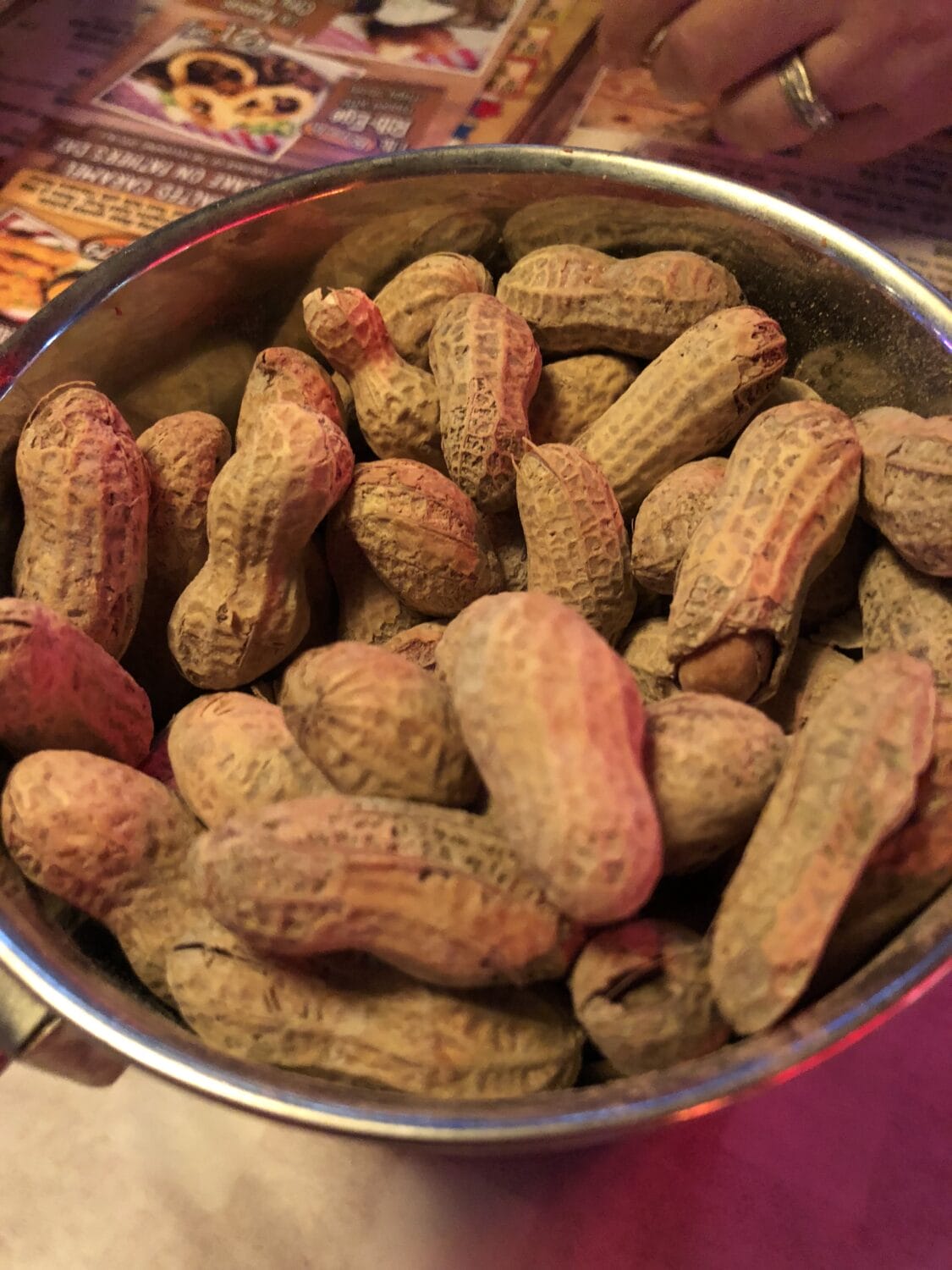 a bucket of peaanuts