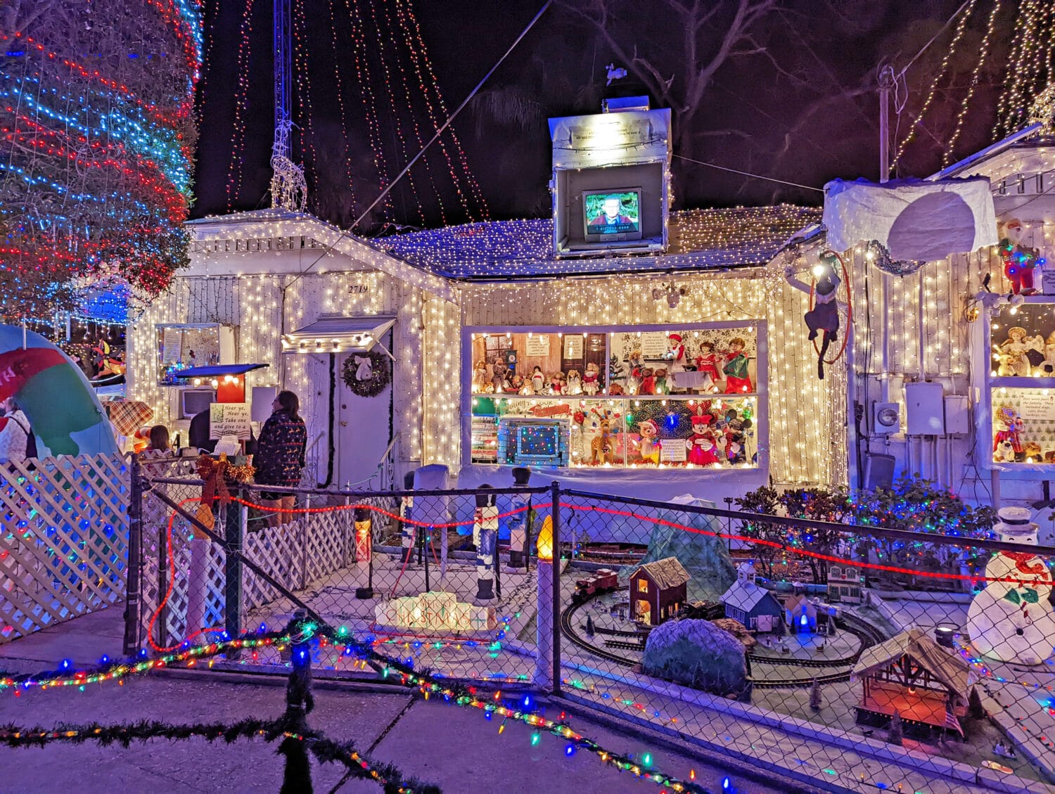 A display of bright Christmas decors in Oakdale Christmas house