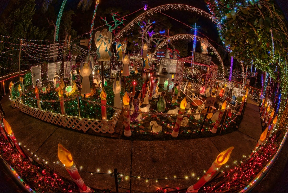 a fish eye view of the holiday house