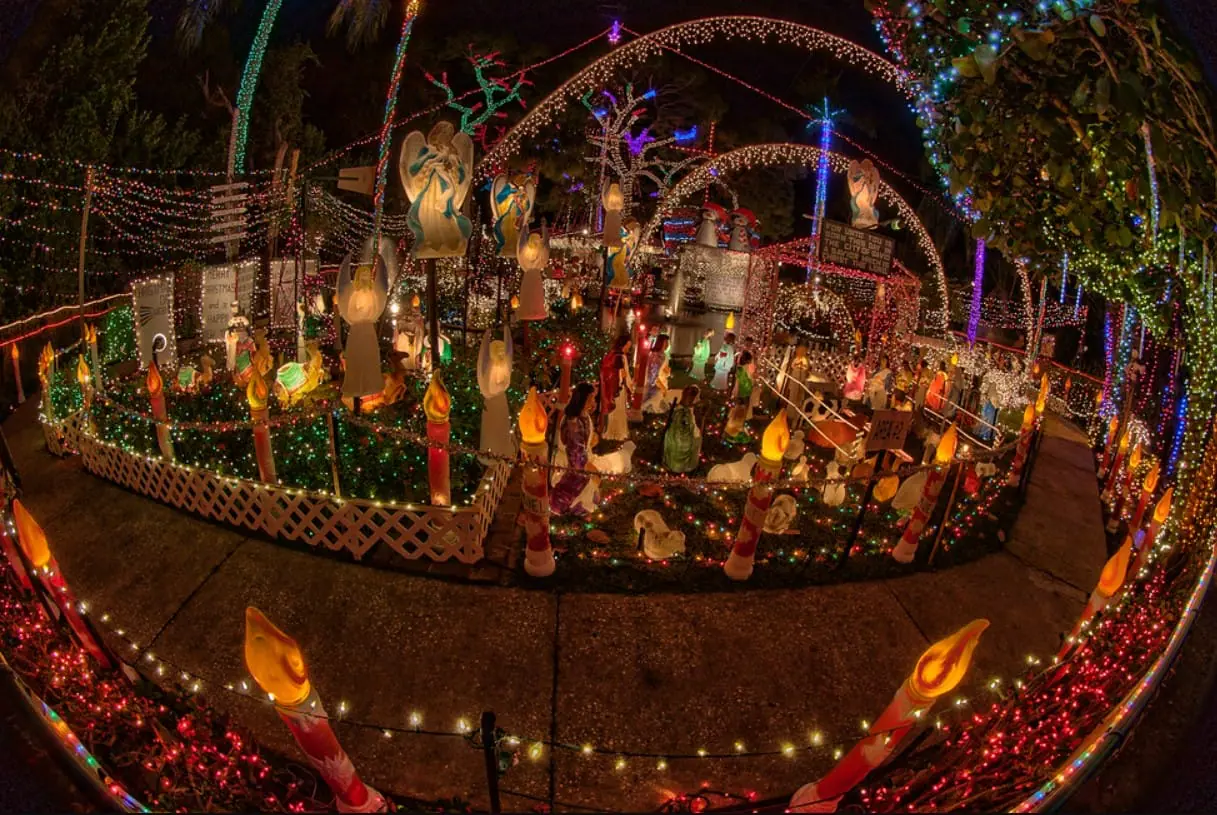 a fish eye view of the holiday house