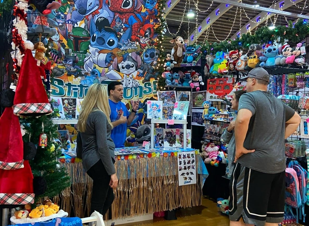 a phot of a stall selling toys and kid friendly souvenirs