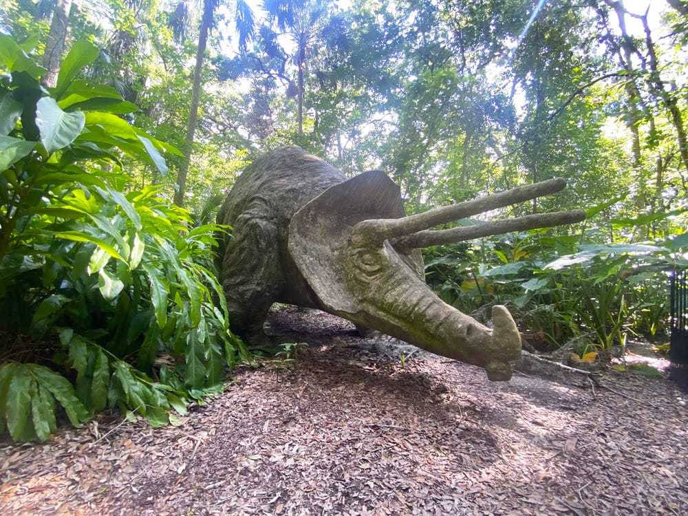 a triceratops lurking in the bushes