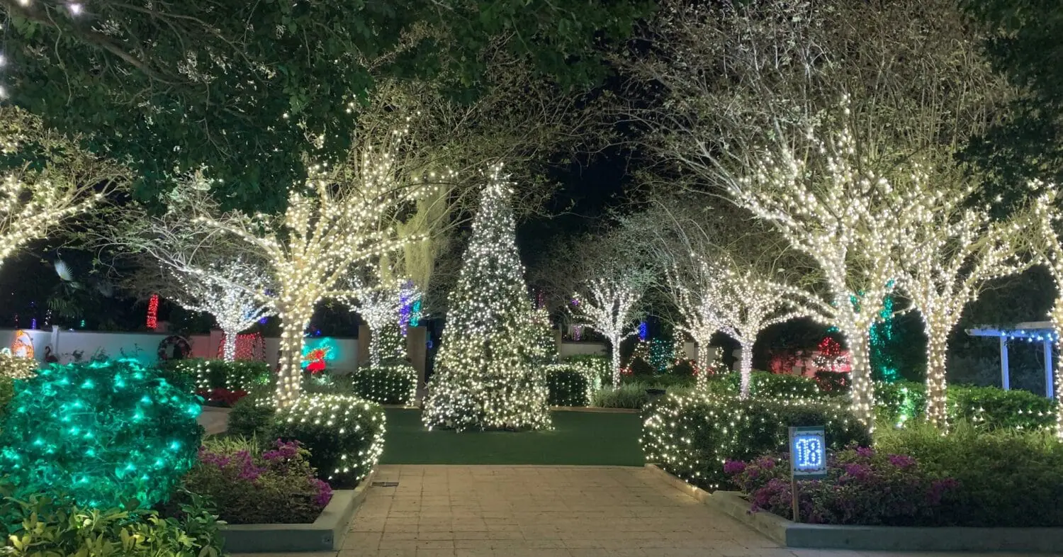 a winter wonderland adorned with festive lights