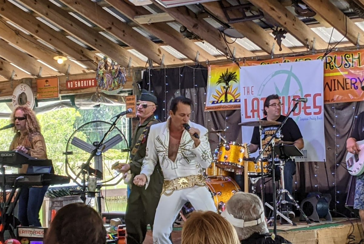 an elvis impersonator and singer at the winery