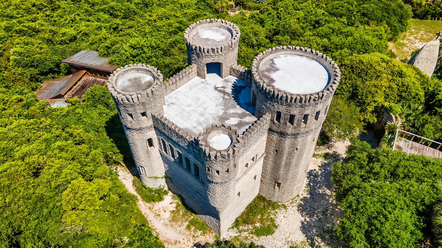 An aerial shot of the magical Castle Otttis in St. Augustine