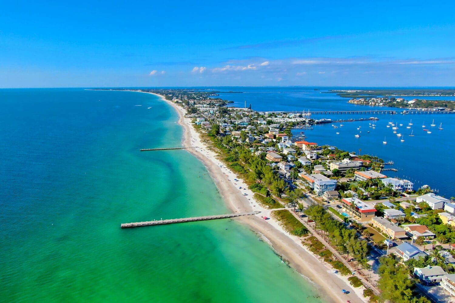 An aerial view of the quaint town of Anna Maria in Florida