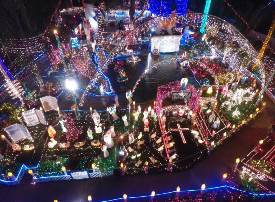 an overlooking view of the christmas display