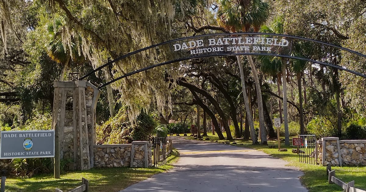 entrance to the dade battlefield historic state park