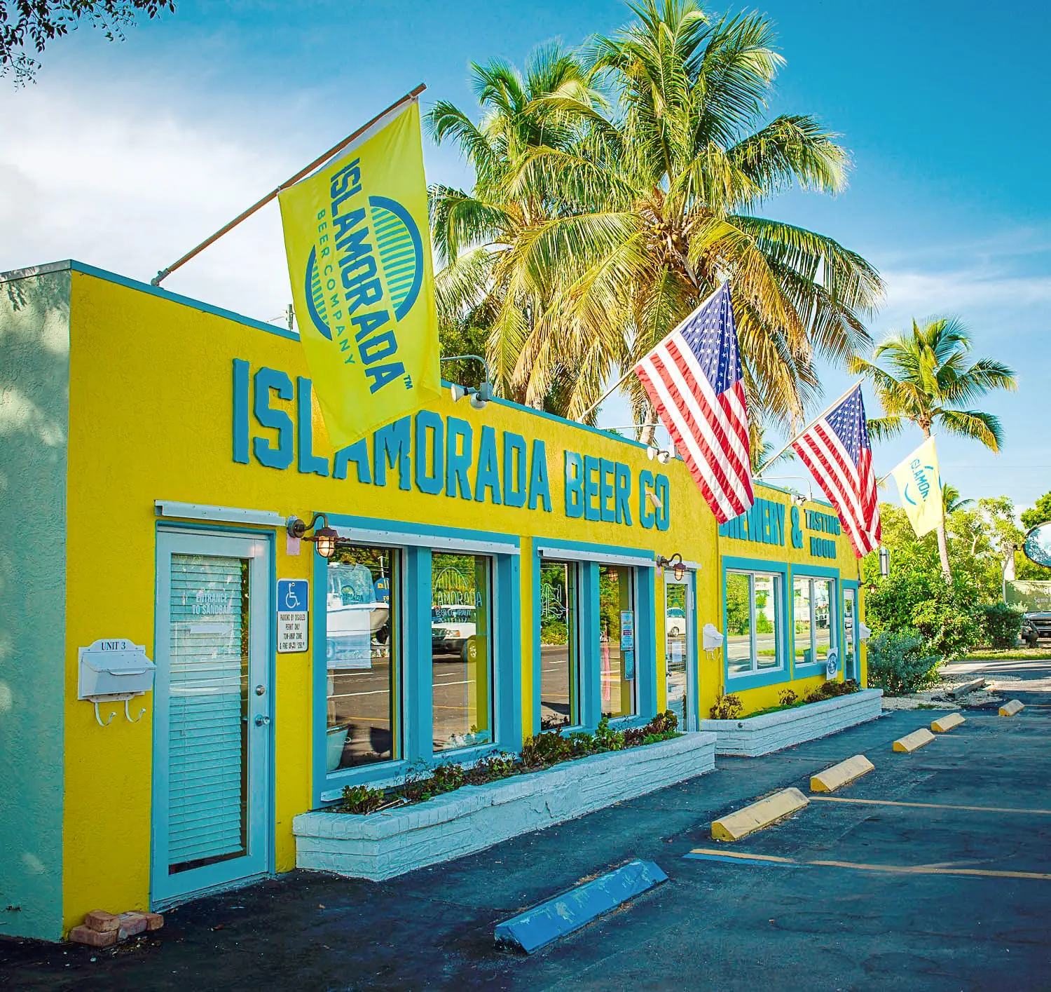 Islamorada Brewery & Distillery's vibrant yellow exterior