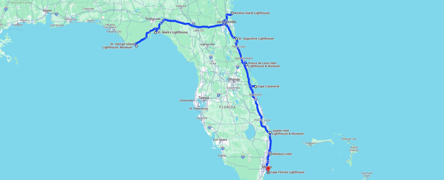Lighthouse Road Trip Florida 10 Map