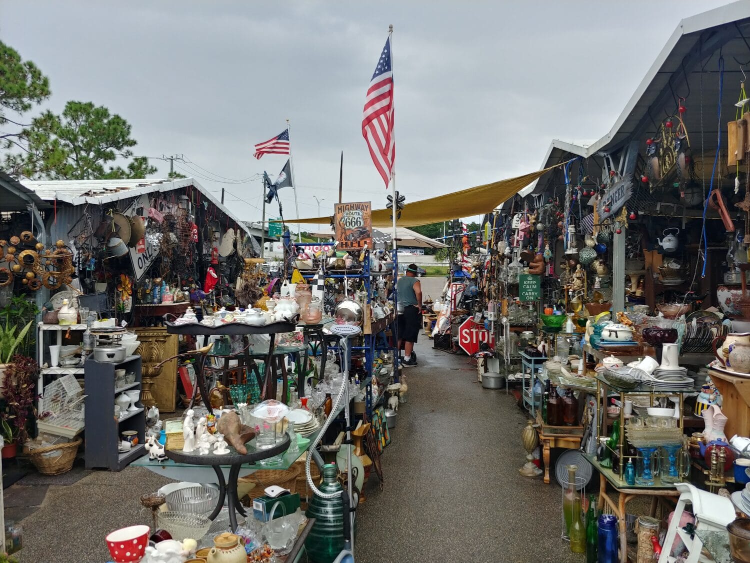 stalls of antiques and various home decors