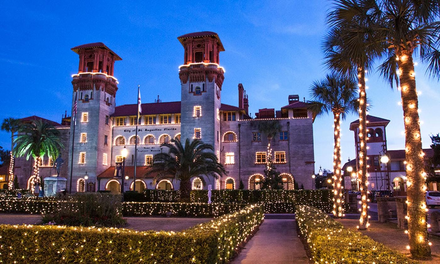 The beautiful Lightner Museum during the nights of lights