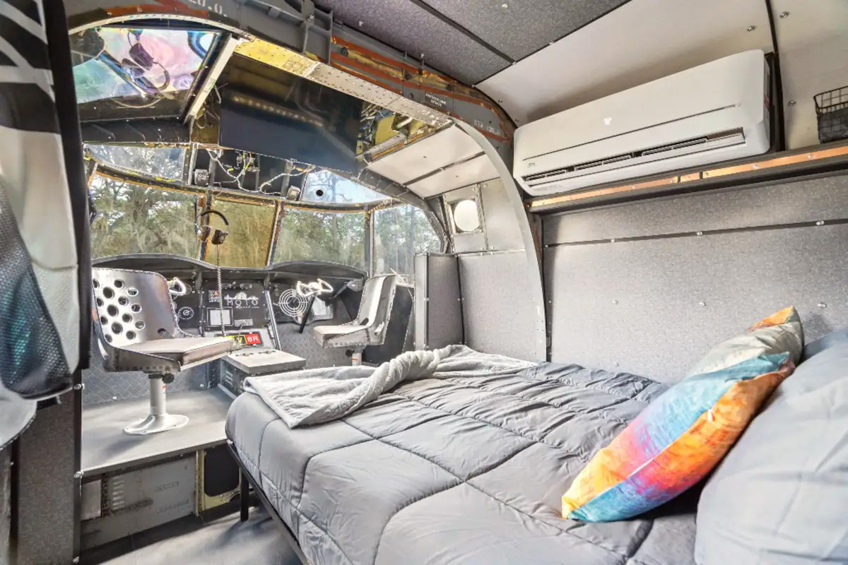 The cockpit turned into one of the bedrooms