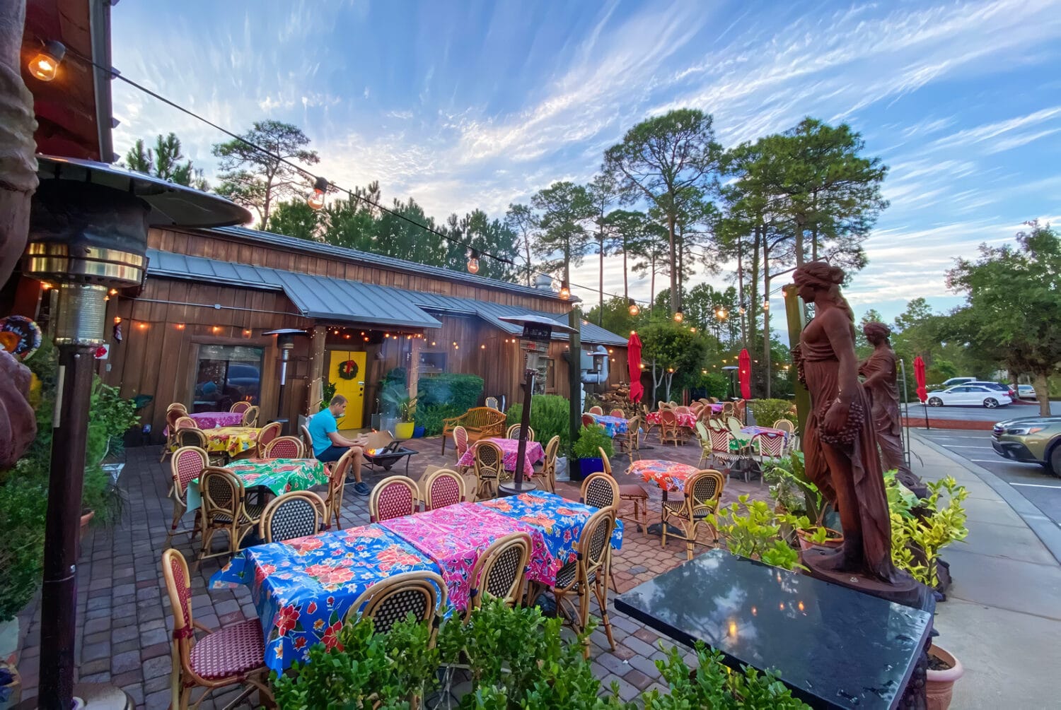the exterior of a quaint cafe nestled in the heart of santa rosa beach