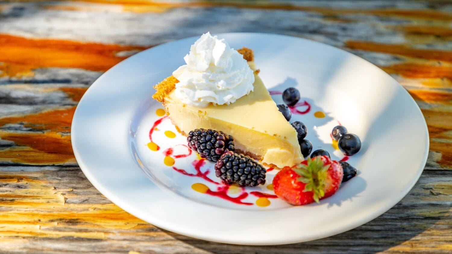 the famous key lime pie with fruits on the side