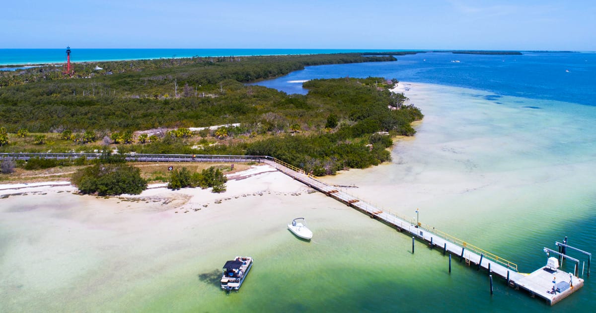 the stunning aerial view of Anclote key preserve state park