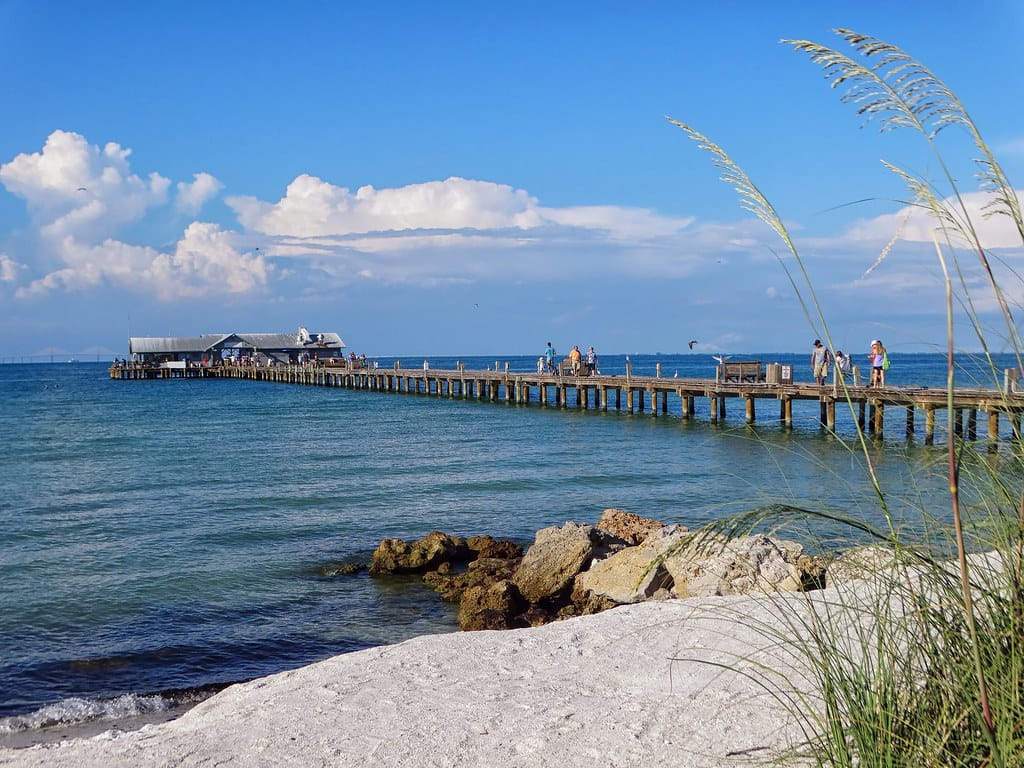 The stunning turquoise waters and a view of the pier in Anna Maria