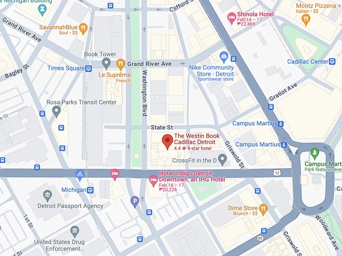 Westin Book Cadillac Hotel 10 Map