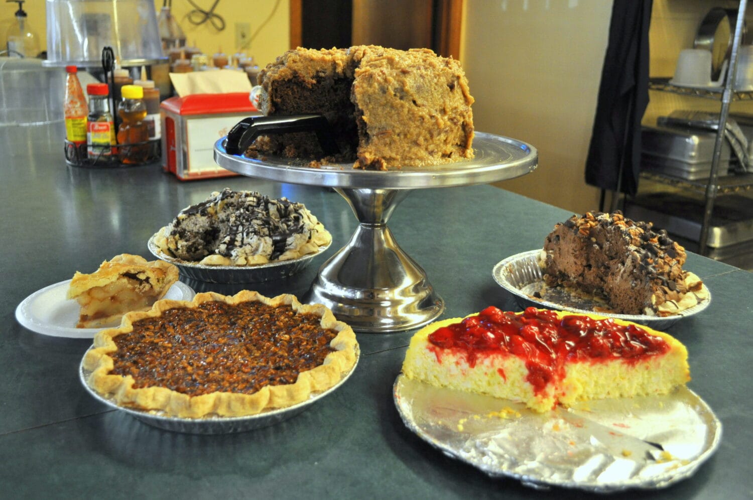 Yummy pies of various flavors sold at the store