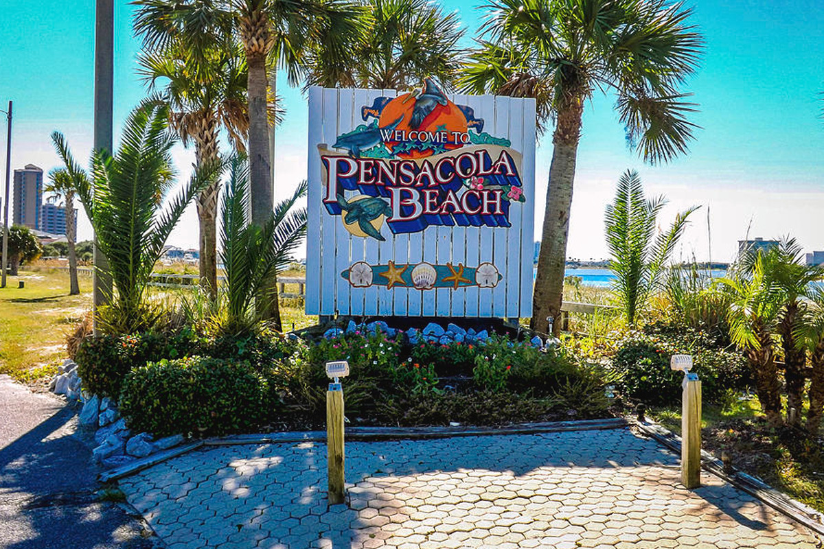 the iconic Pensacola Beach sailfish sign