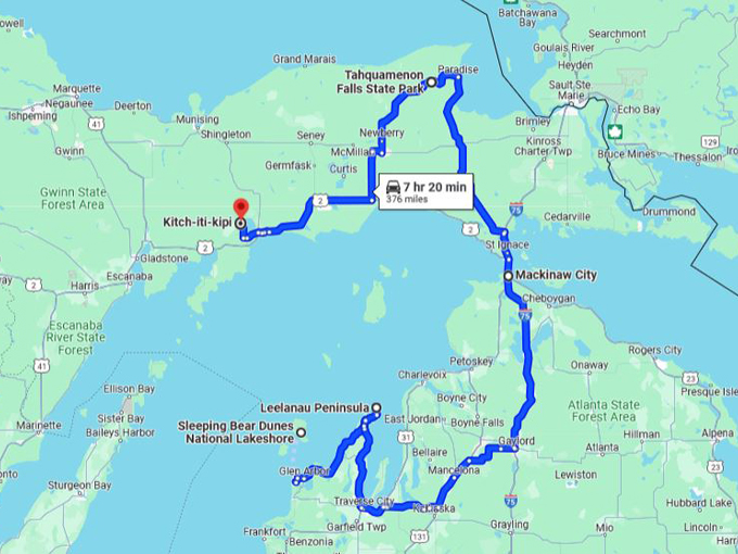 375 mile road trip 10 map