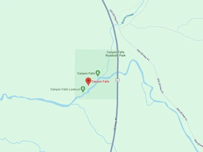 canyon falls 10 map