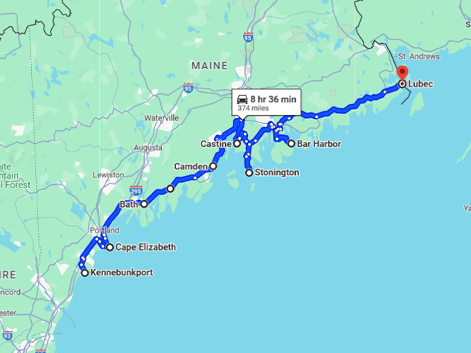 Coastal Town Drive Maine 10 Map