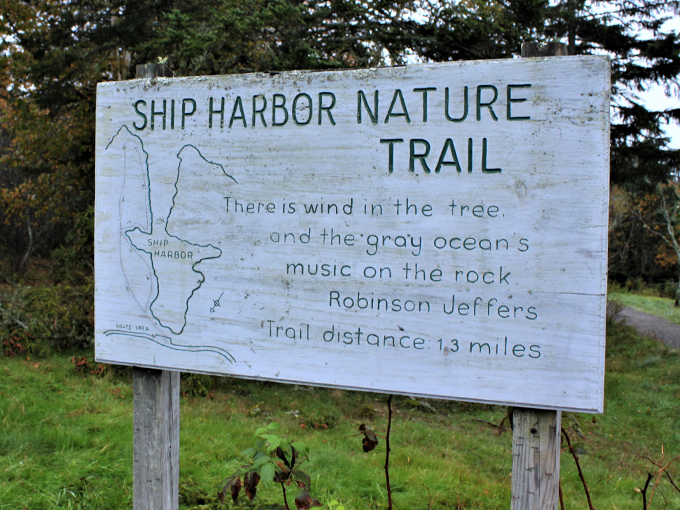 Ship Harbor Trail trailhead 2