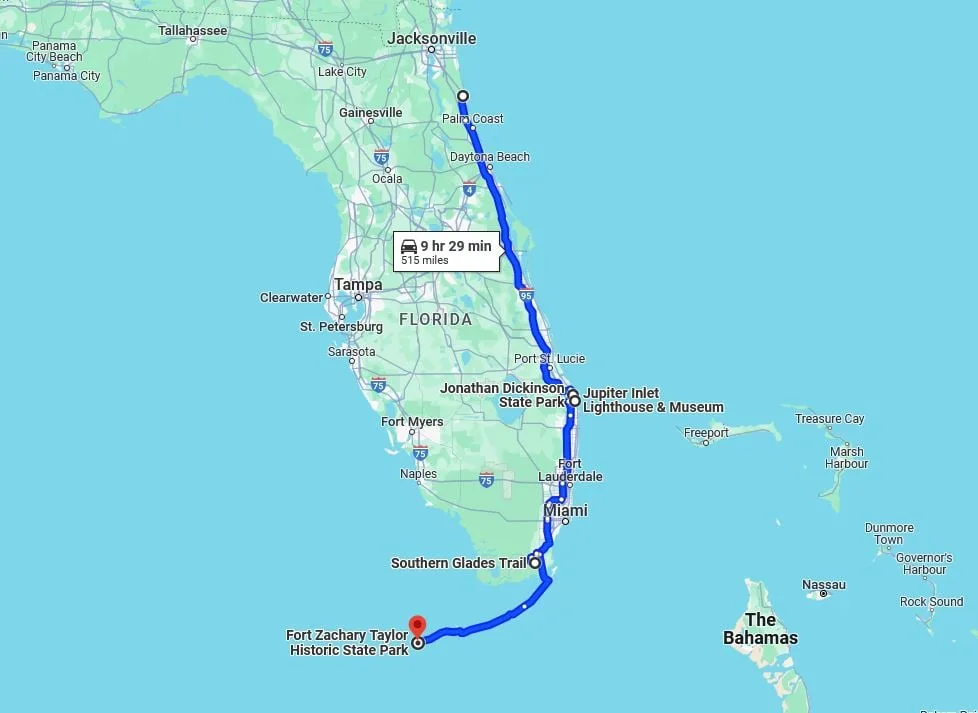 u.s. 1 florida map