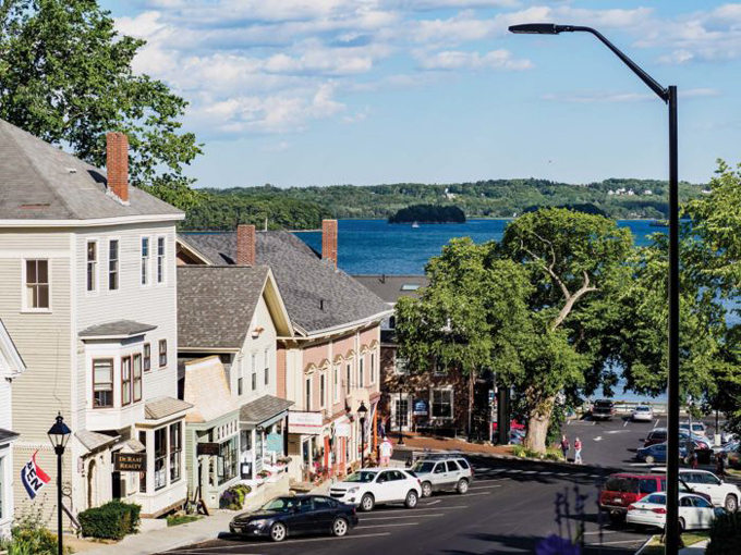 a view down main street from the pentagoet inn, castine, maine