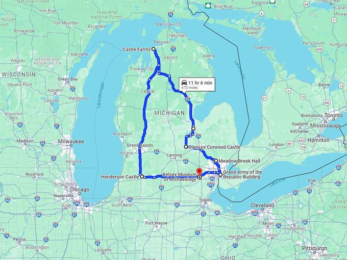 castle-road-trip-michigan 10 Map