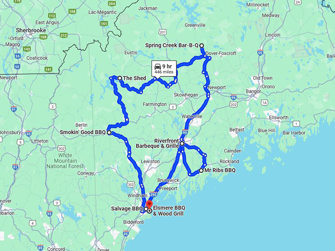 maine bbq trail trip 10 map