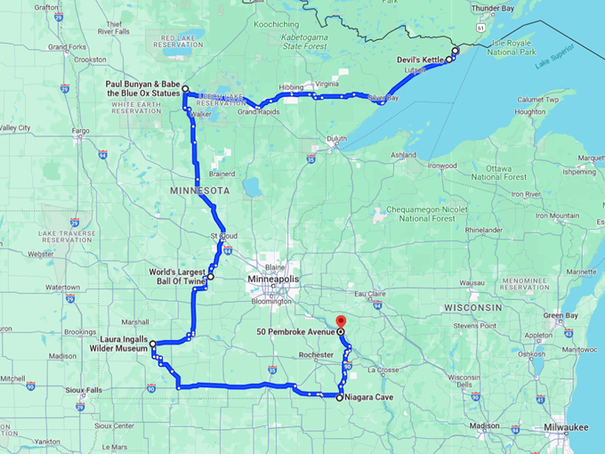 Rural Road Trip Minnesota 10 Map