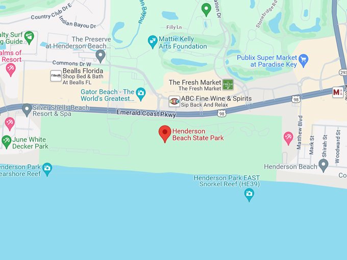 henderson beach state park 10 map