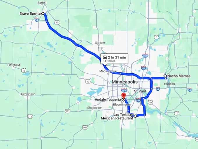 taco restaurant trail minnesota 6 map 1