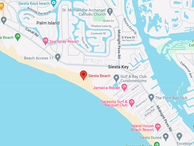 siesta key beach 10 map