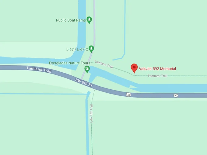 valujet flight 592 memorial 10 map