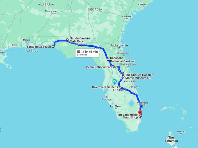 florida multi day roadtrip 10 map