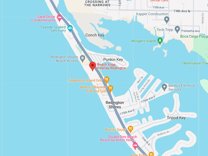 beach yoga pinellas 10 map