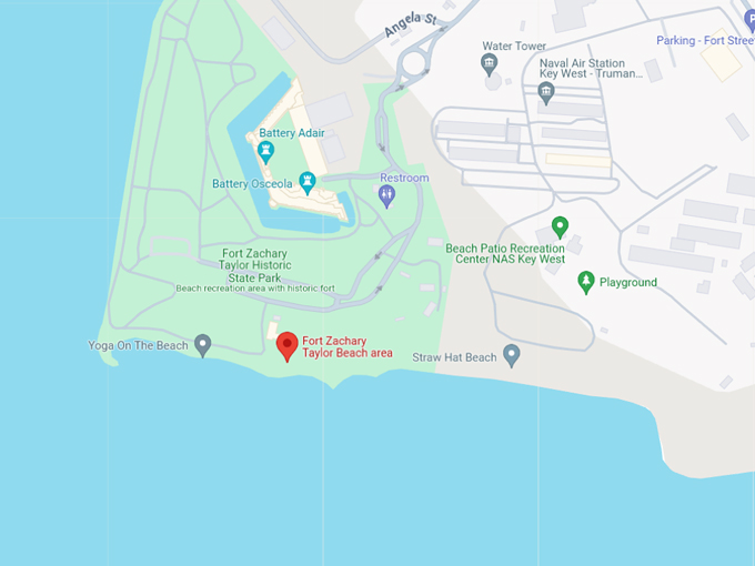 fort zachary taylor beach 10 map