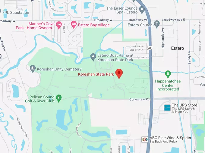 koreshan state park 10 map
