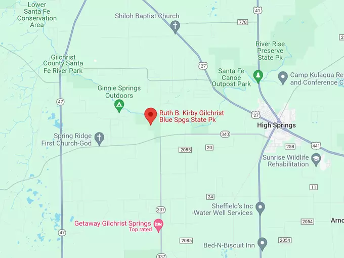 ruth b. kirby gilchrist blue springs state park 10 map