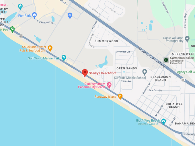 sharkys beachfront restaurant 10 map