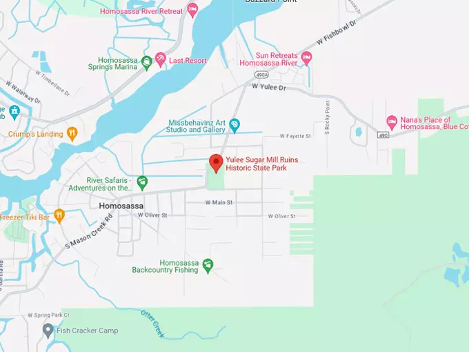 yulee sugar mill ruins historic state park 10 map