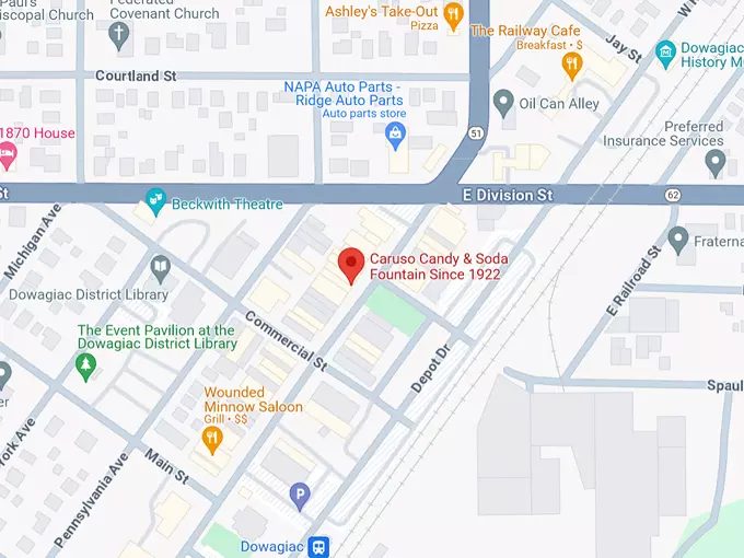 Caruso Candy & Soda Fountain 10 Map