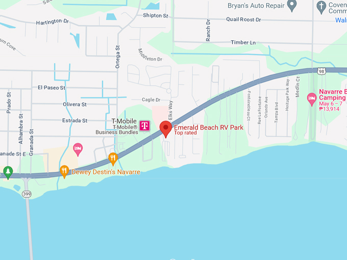 emerald beach rv park 10 map